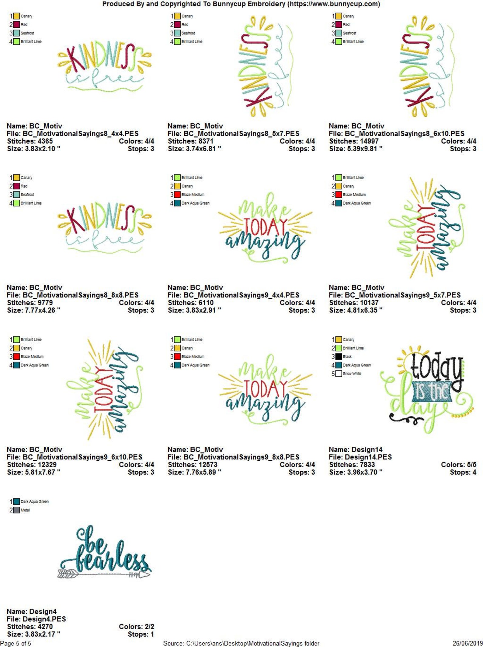 Motivational Sayings - 15 Machine Embroidery Designs - Multiple Sizes ...