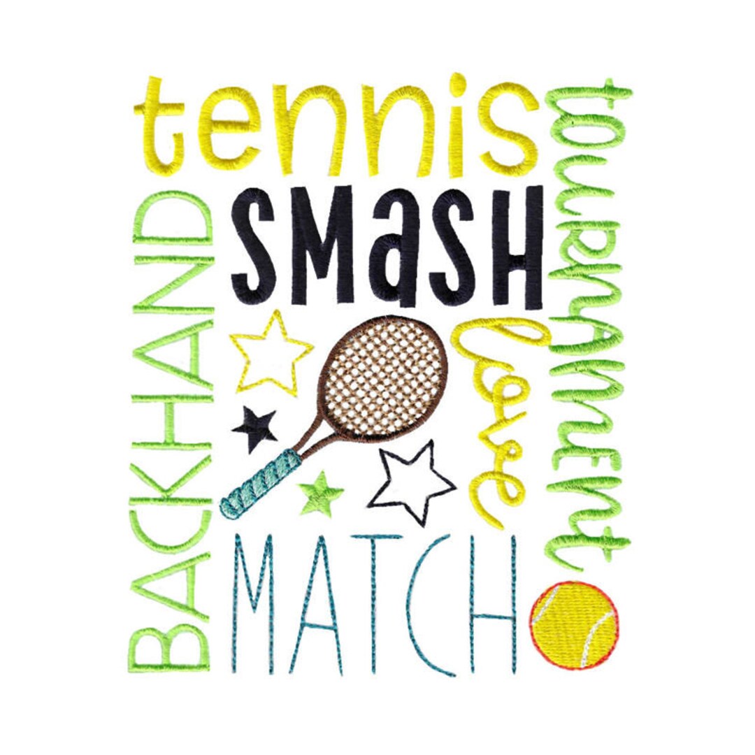 Tennis Subway Art - Machine Embroidery Design - 5x7 6x10 8x8 Sizes ...