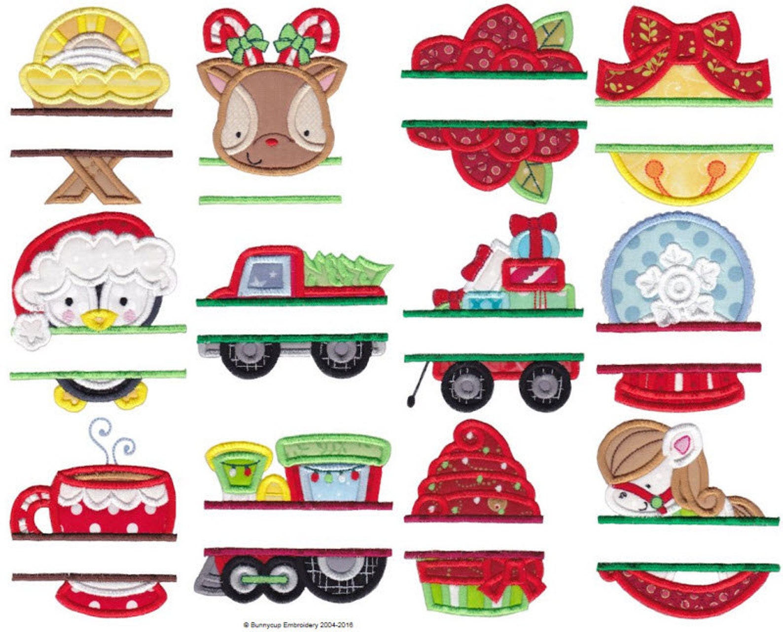 Split Christmas Applique Too 12 Different Applique Machine | Etsy