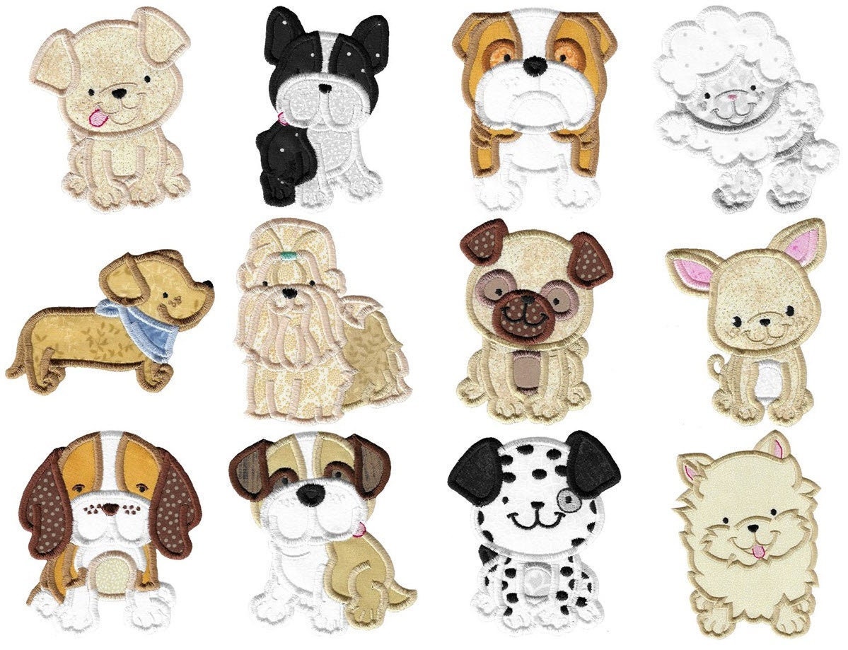 Applique Dogs 12 Machine Embroidery Designs 4x4 5x7 6x10 - Etsy