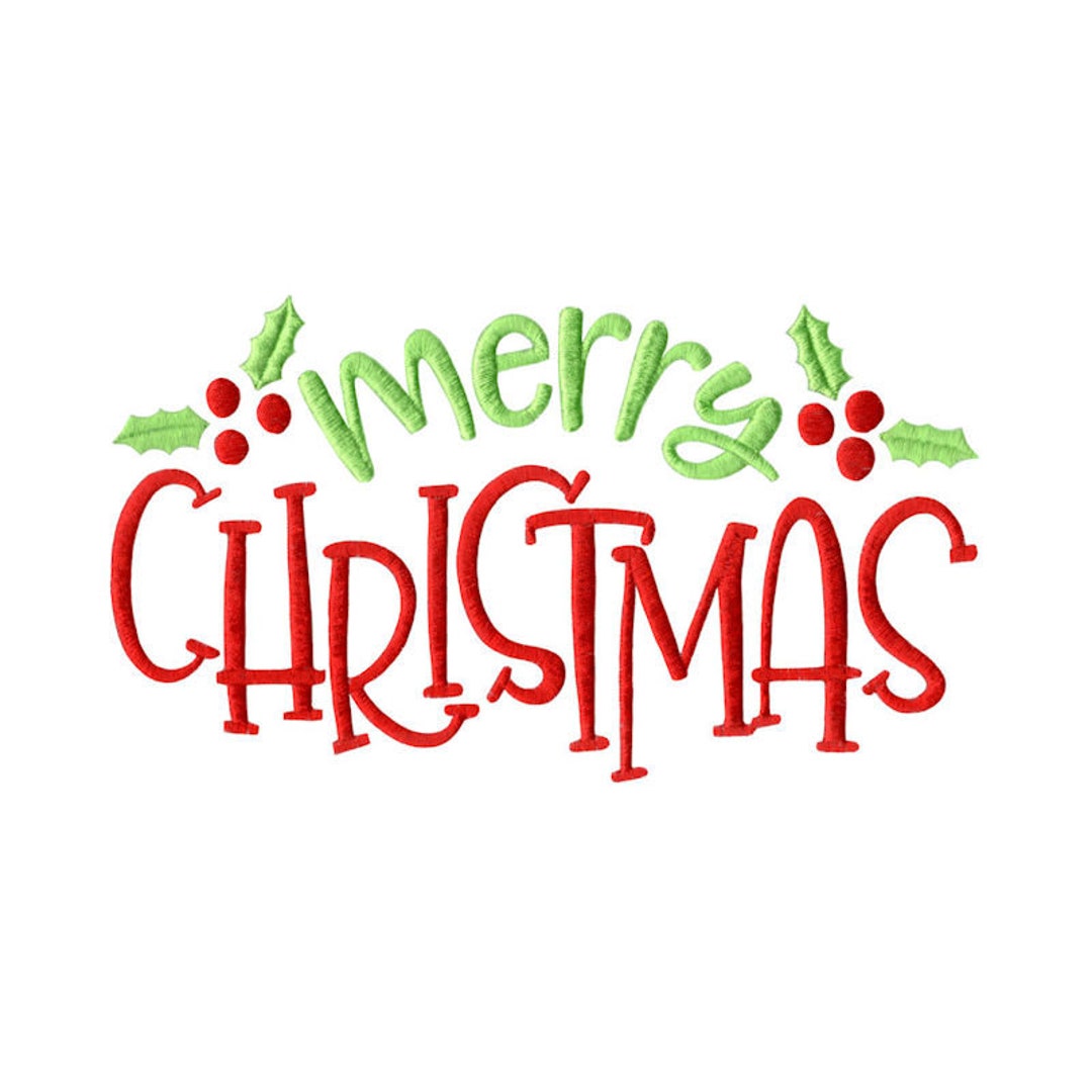 Merry Christmas Machine Embroidery Design - 5x7 6x10 8x8 Sizes Included ...