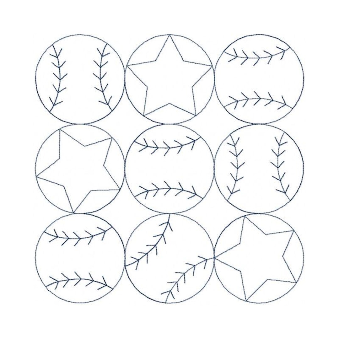 Baseball Quilt Block Embroidery Design - Multiple Sizes Included - E2E Quilt Block, Repeat Quilt ...