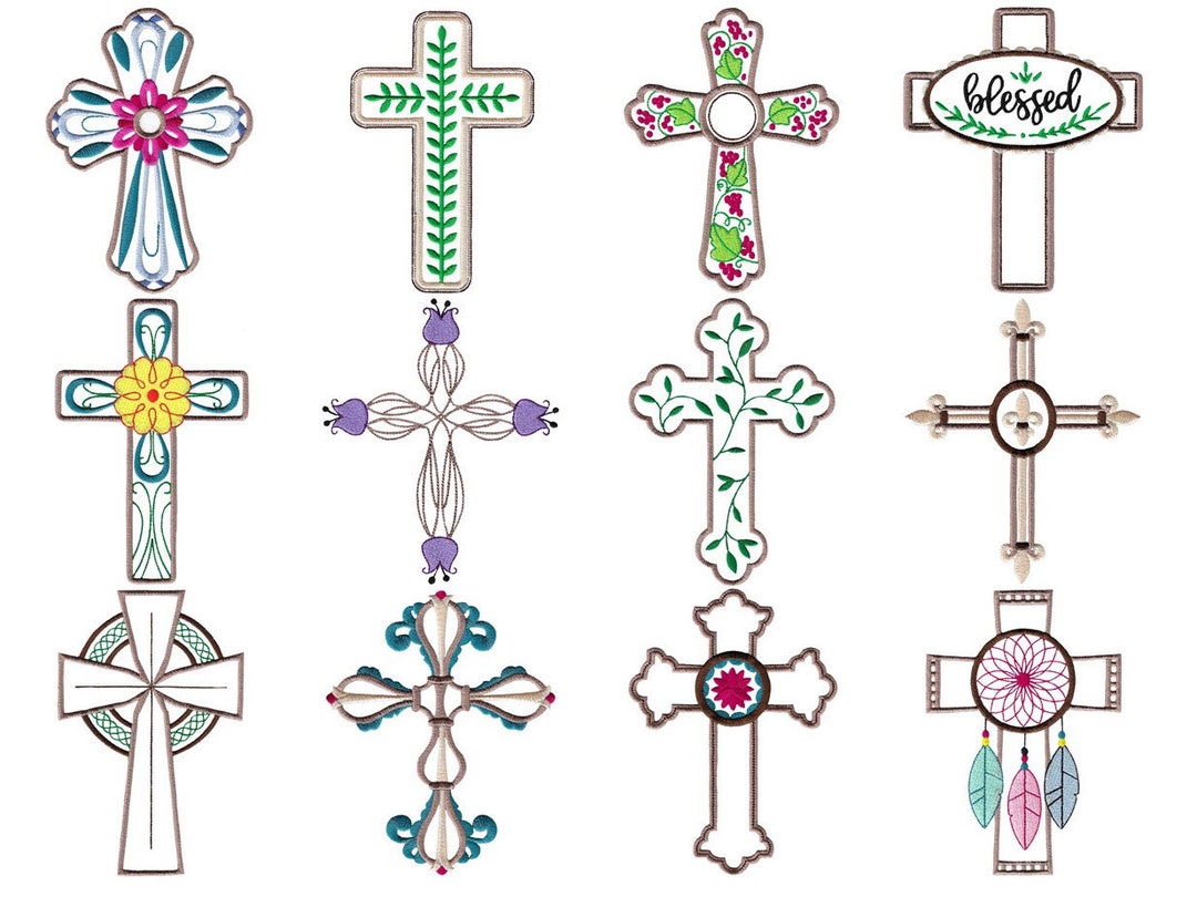 Decorative Crosses - 12 Embroidery Designs - 4x4 5x7 6x10 8x8 Sizes ...
