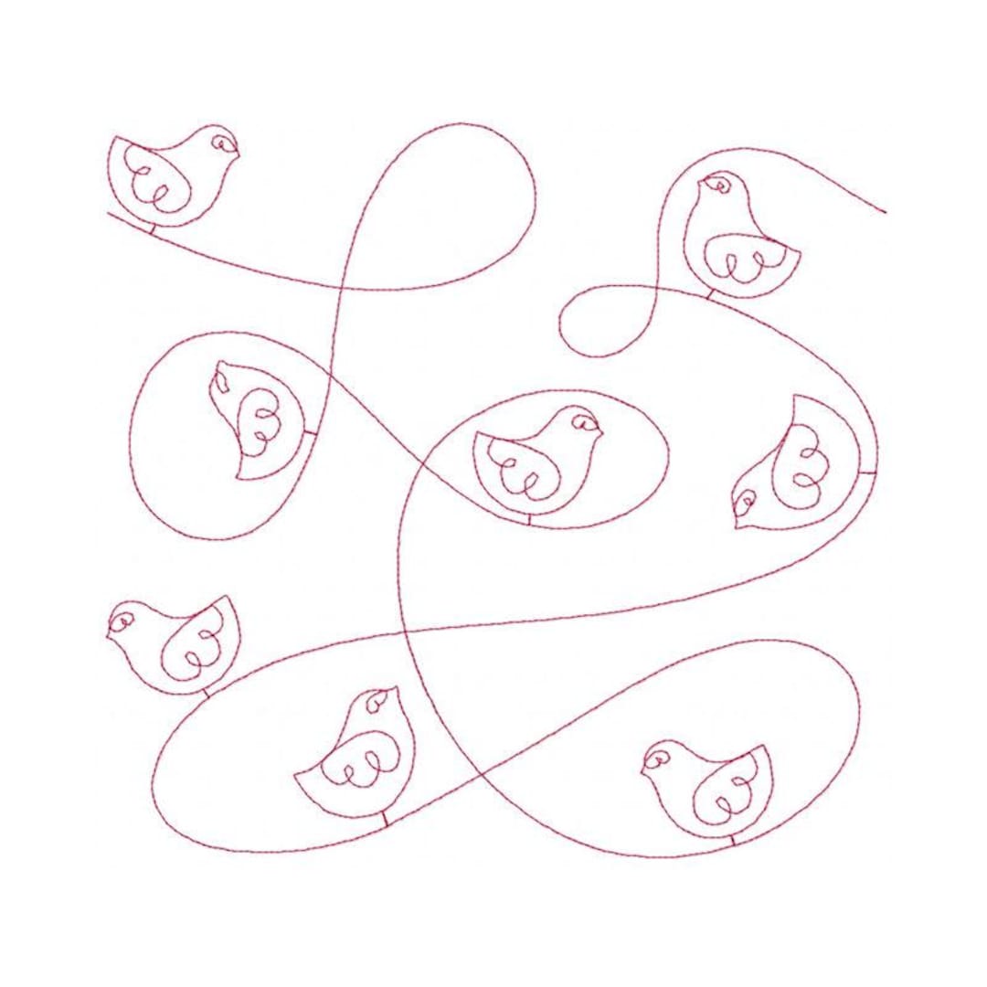 Bird Quilt Block - Digital Pantograph for Long Arm Quilting Machines - E2E Quilt Block, Bird ...