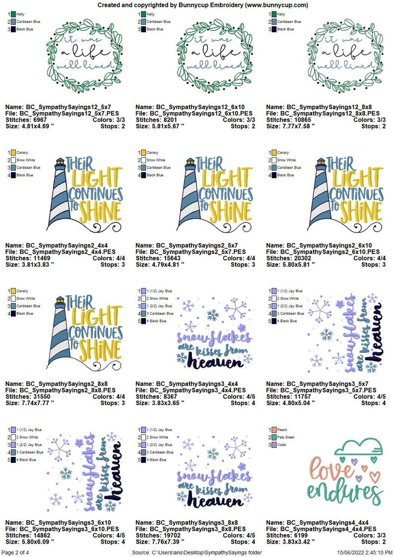 Sympathy Sayings - 12 Machine Embroidery Designs - Multiple Sizes ...