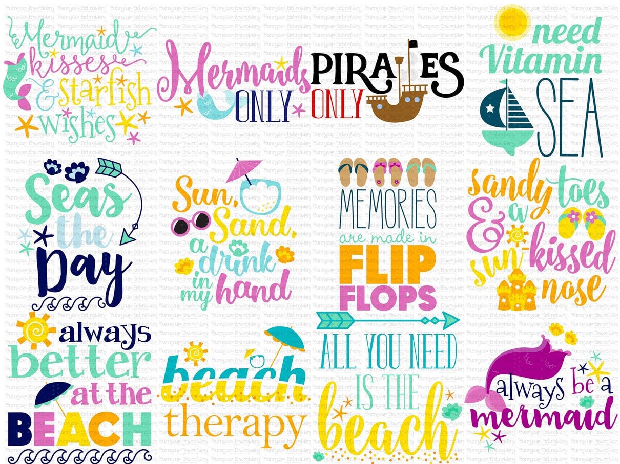 Beach Sentiments SVG Bundle 12 SVG Clipart Cut and Printable - Etsy