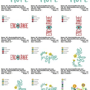 Illustrated Words - 12 Machine Embroidery Designs - Multiple Sizes ...