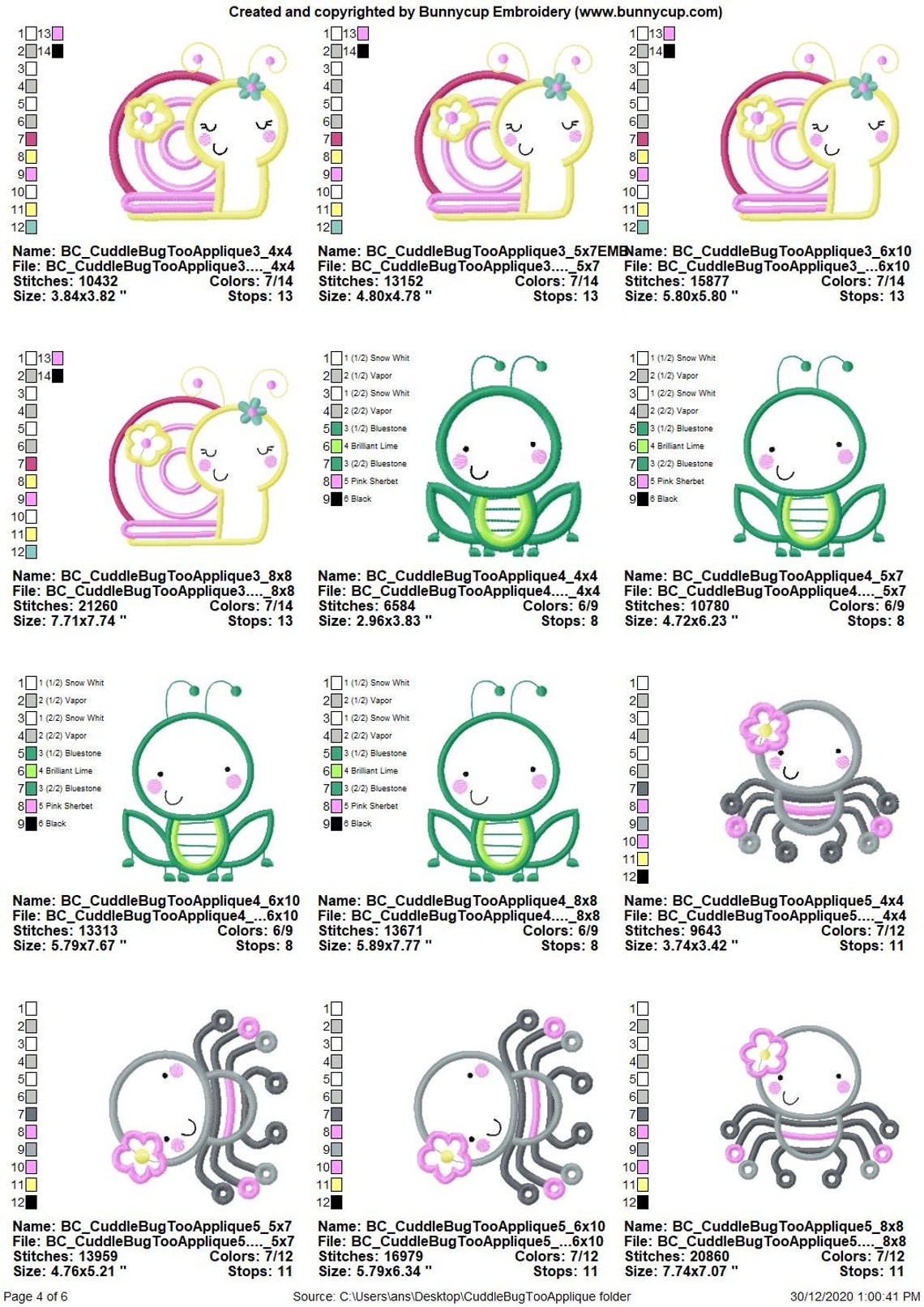 Cuddle Bug Too Applique 16 Machine Embroidery Designs 4x4 - Etsy