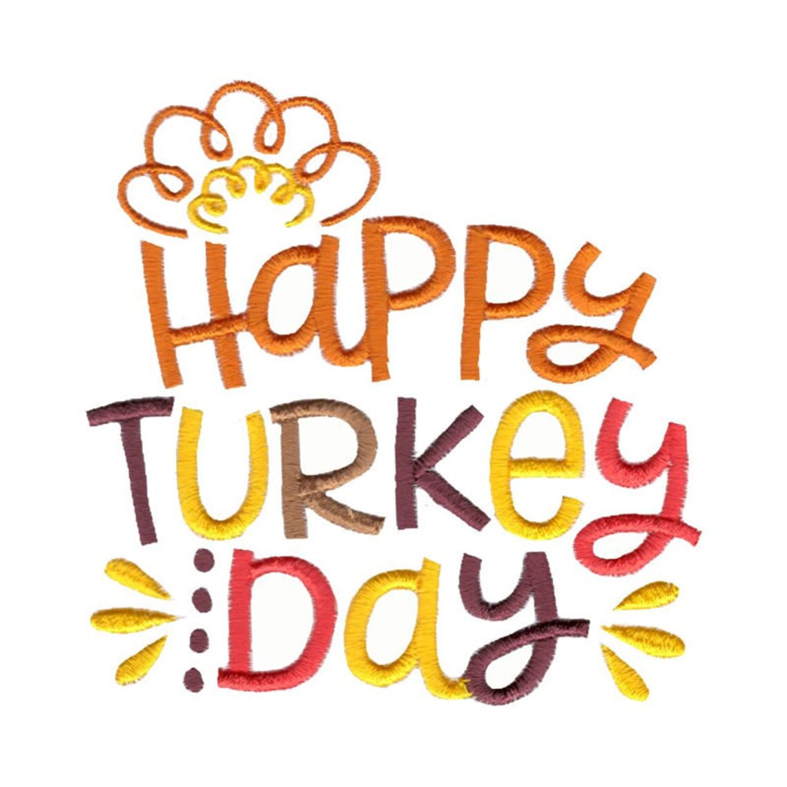 Happy Turkey Day Machine Embroidery Design 4x4 5x7 6x10 - Etsy