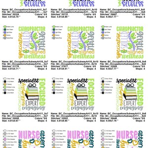Occupations Subway Art - 13 Machine Embroidery Designs - 5x7 6x10 8x8 ...