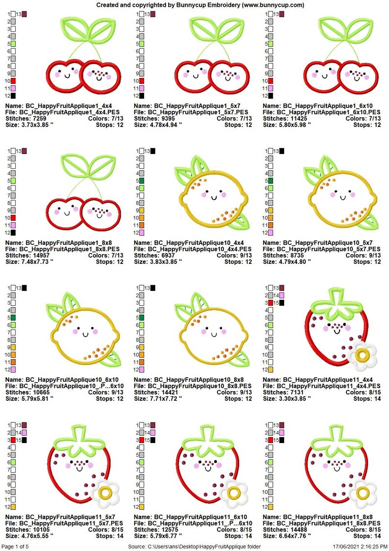 Happy Fruit Applique 13 Machine Embroidery Designs 4x4 5x7 - Etsy