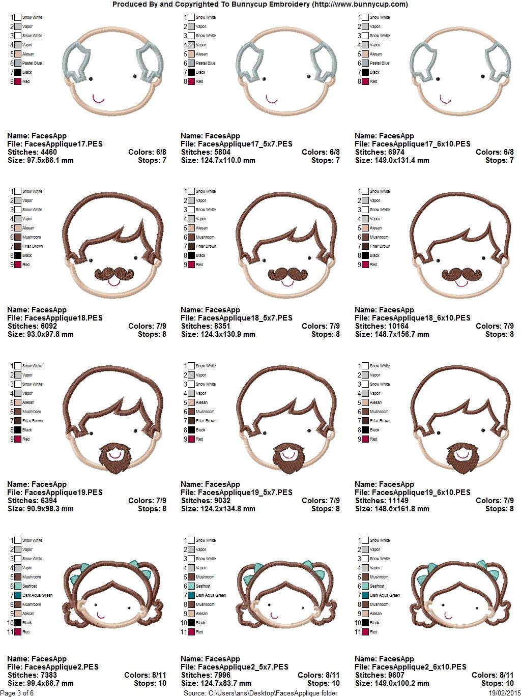 Faces Applique Machine Embroidery Designs 4x4 5x7 6x10 - Etsy
