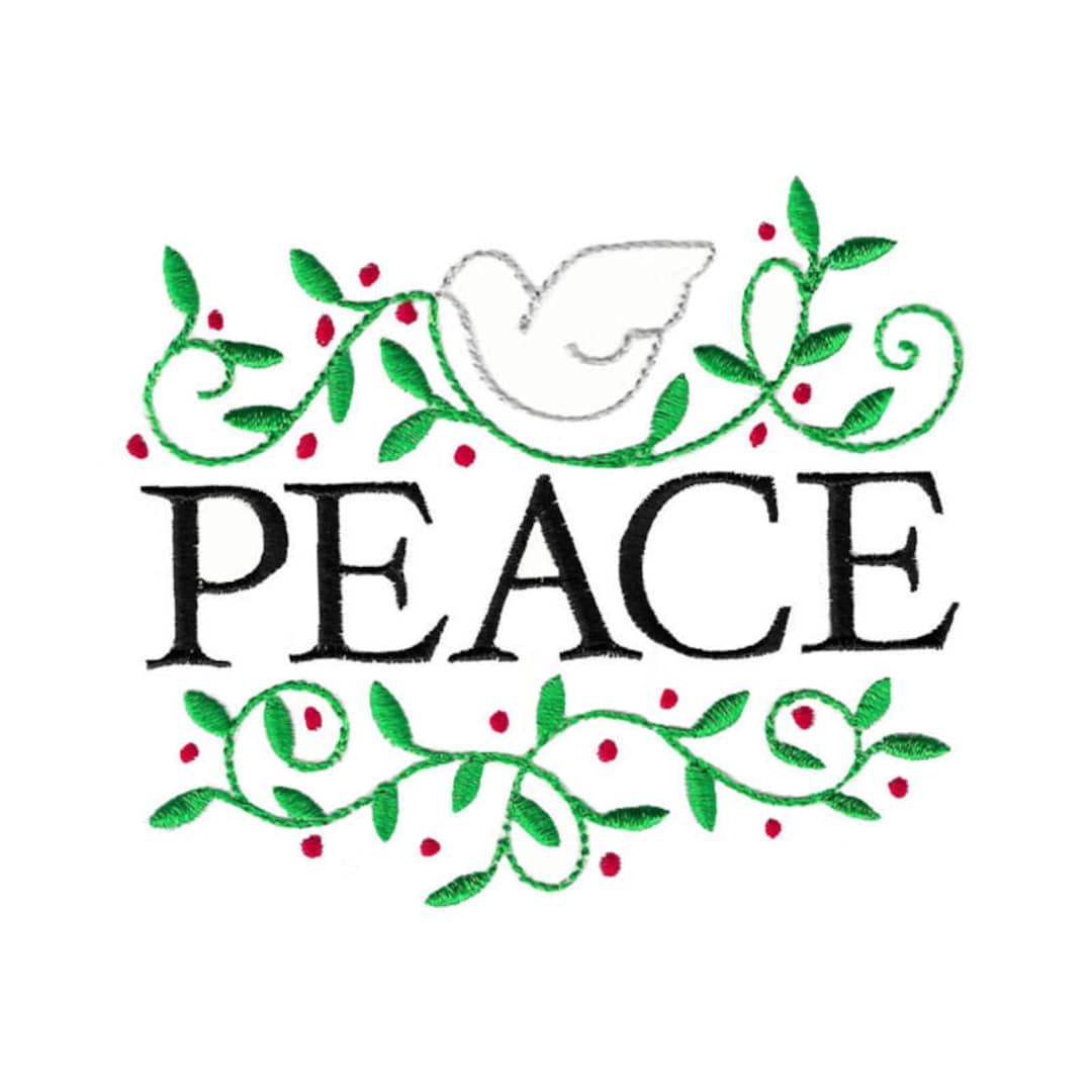 Peace Embroidery Design - 4x4 5x7 6x10 8x8 Sizes Included - Christmas ...