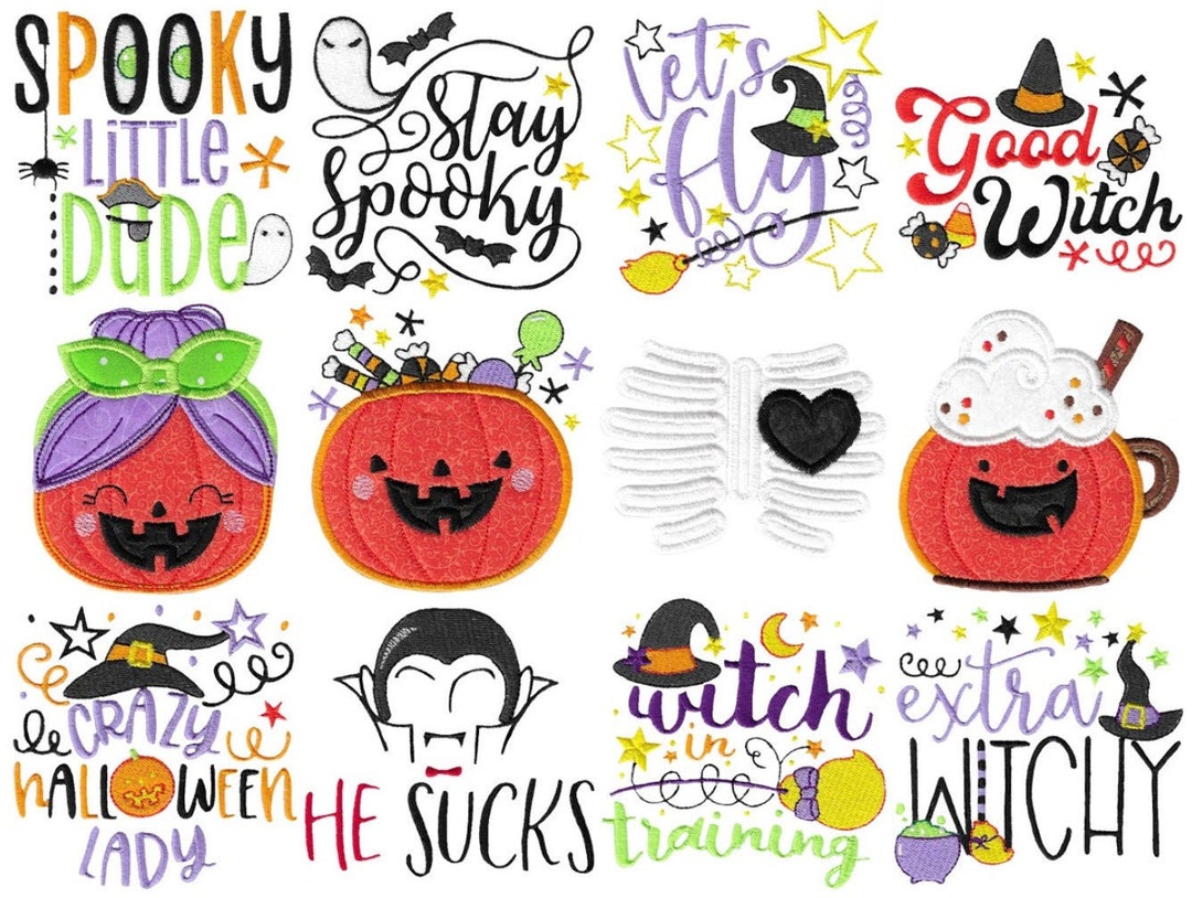 Delightful Halloween - 12 Machine Embroidery Designs - Multiple Sizes ...