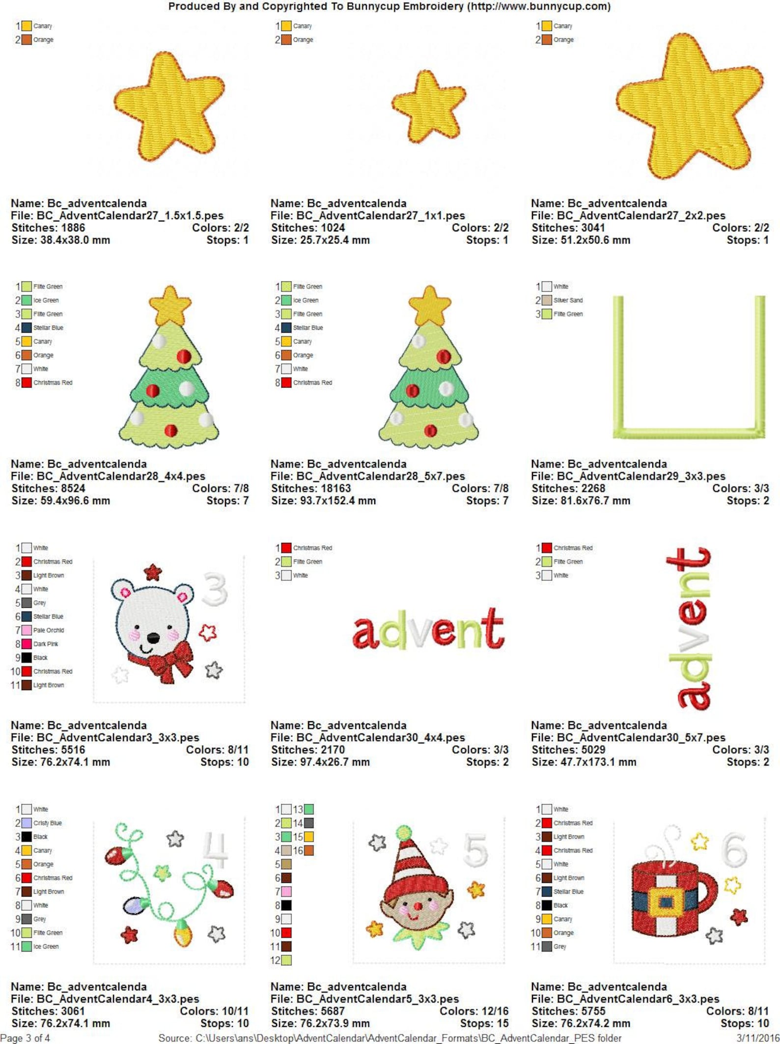 Advent Calendar Machine Embroidery Designs 3x3 Inch Pocket - Etsy UK