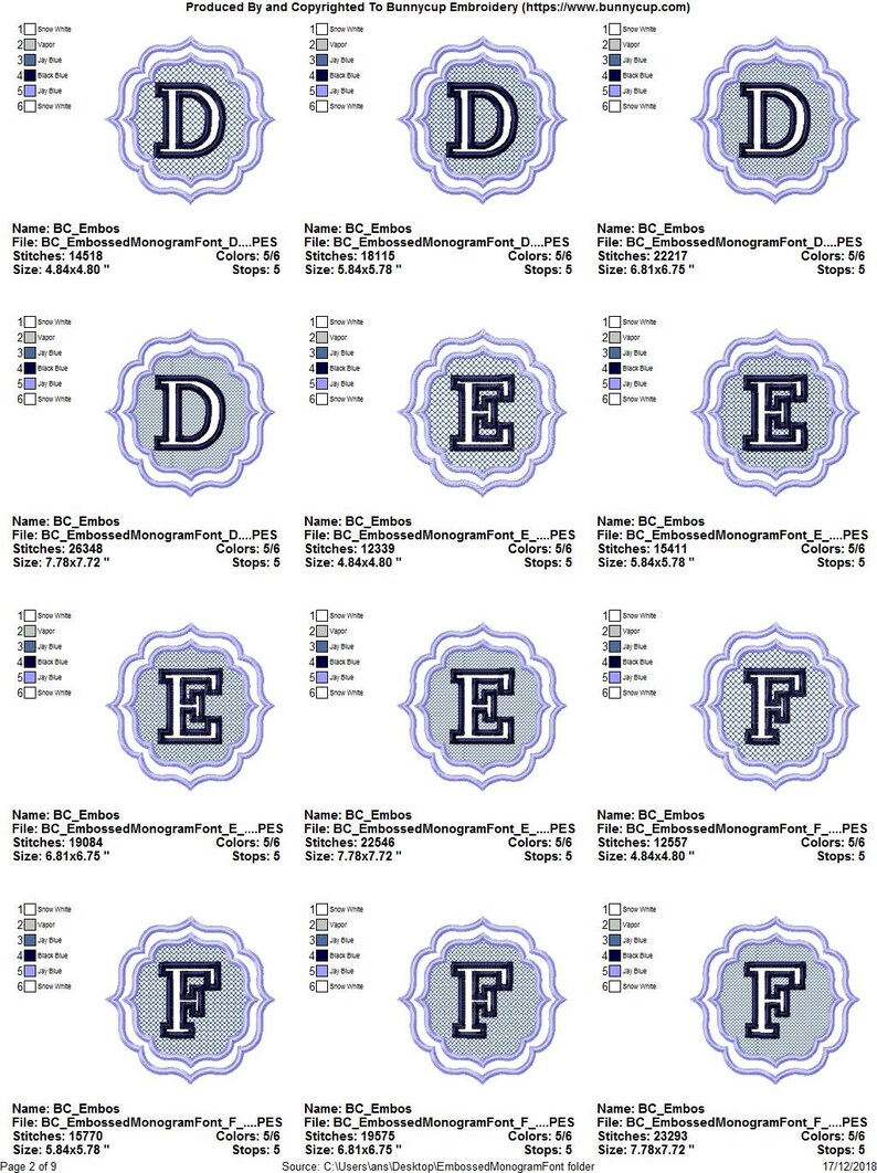 Embossed Monogram Font 26 Machine Embroidery Designs 5 6 - Etsy