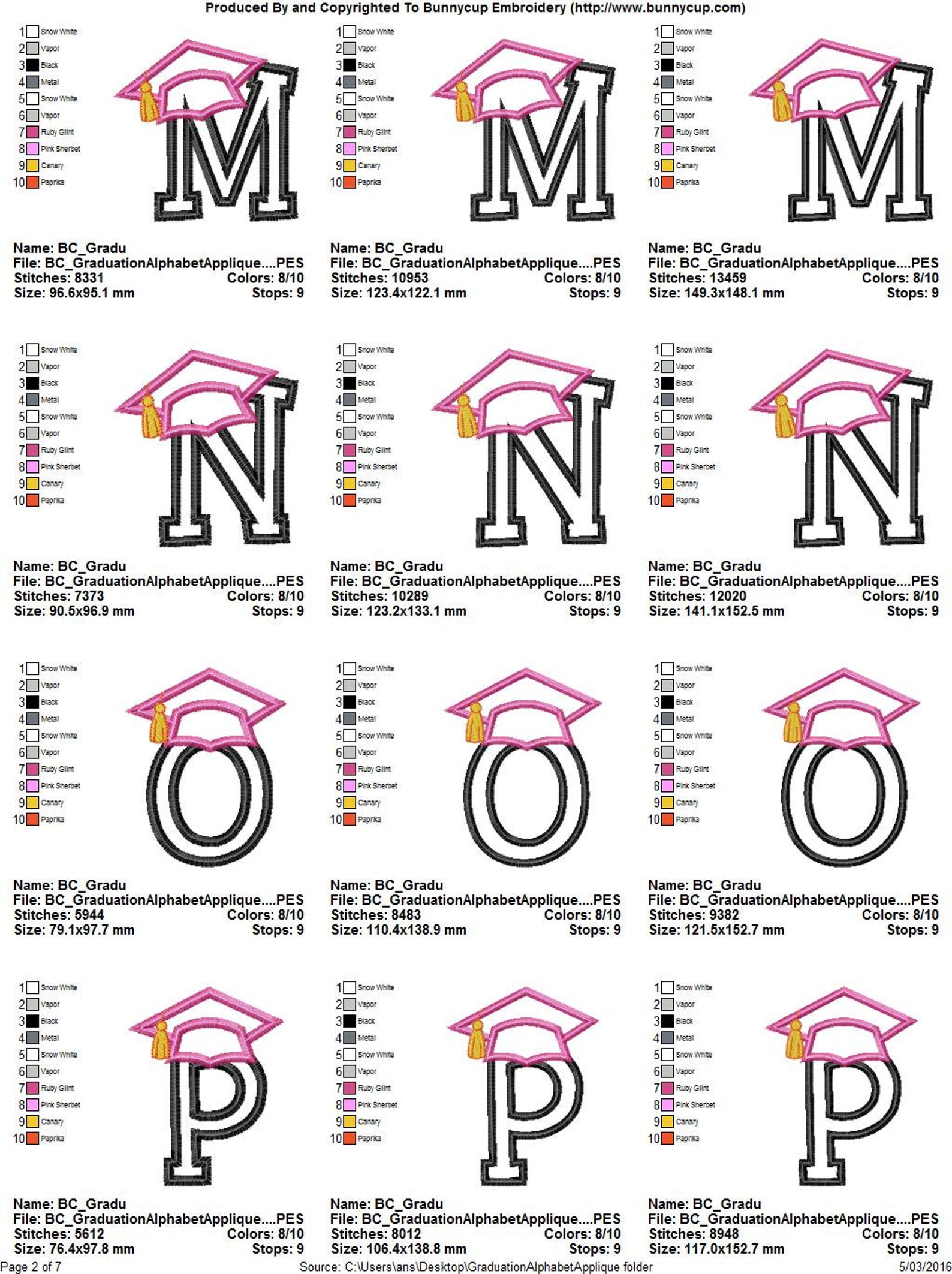Graduation Alphabet Applique Machine Embroidery Designs 4x4 - Etsy