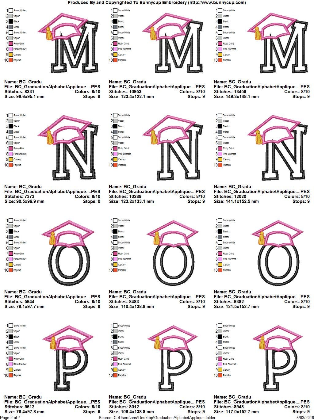 Graduation Alphabet Applique Machine Embroidery Designs 4x4 - Etsy