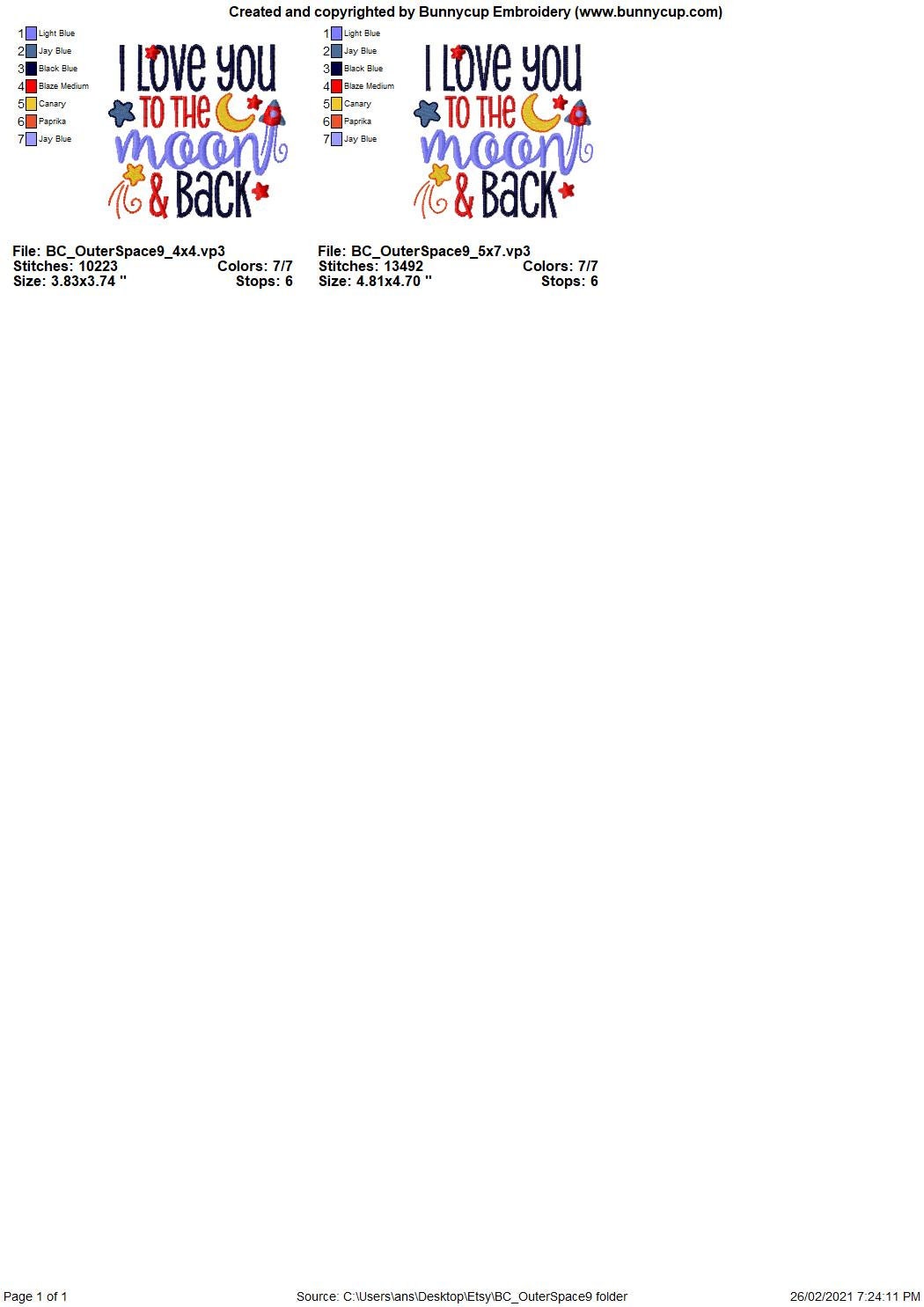 I Love You to the Moon and Back Machine Embroidery Design | Etsy