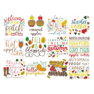 Autumn Sayings - 12 Machine Embroidery Designs - Multiple Sizes ...