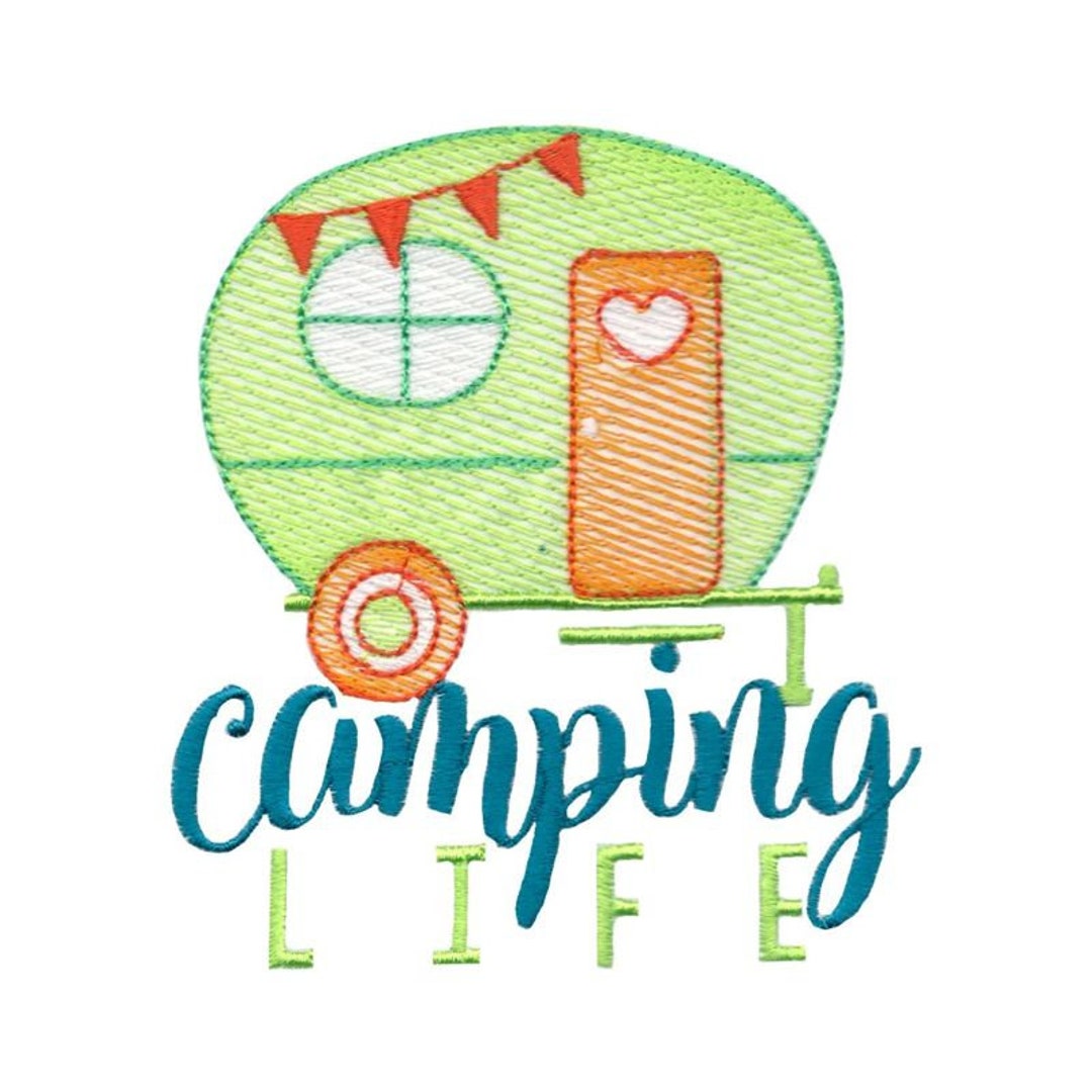 Camper Camping Life Embroidery Design - 4x4 5x7 6x10 8x8 Sizes ...