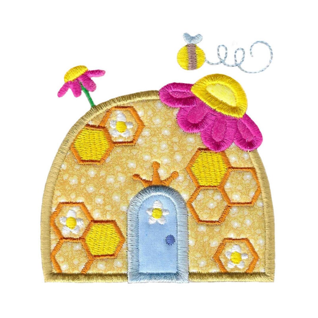 Applique Bee Hive House - Applique Machine Embroidery Design - 4x4 5x7 ...
