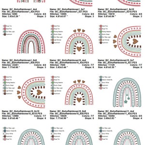 Boho Rainbows - 12 Machine Embroidery Designs - 4x4 5x7 6x10 8x8 Sizes ...