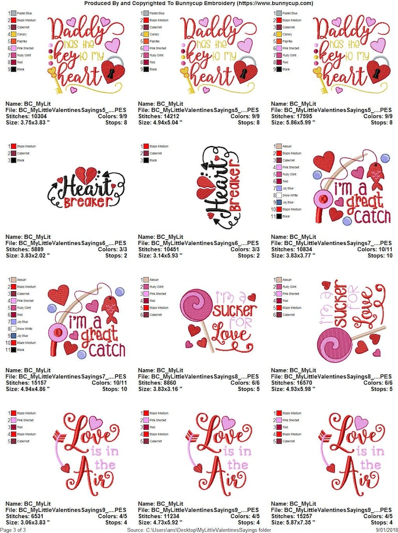 My Little Valentines Sayings 15 Different Machine Embroidery - Etsy