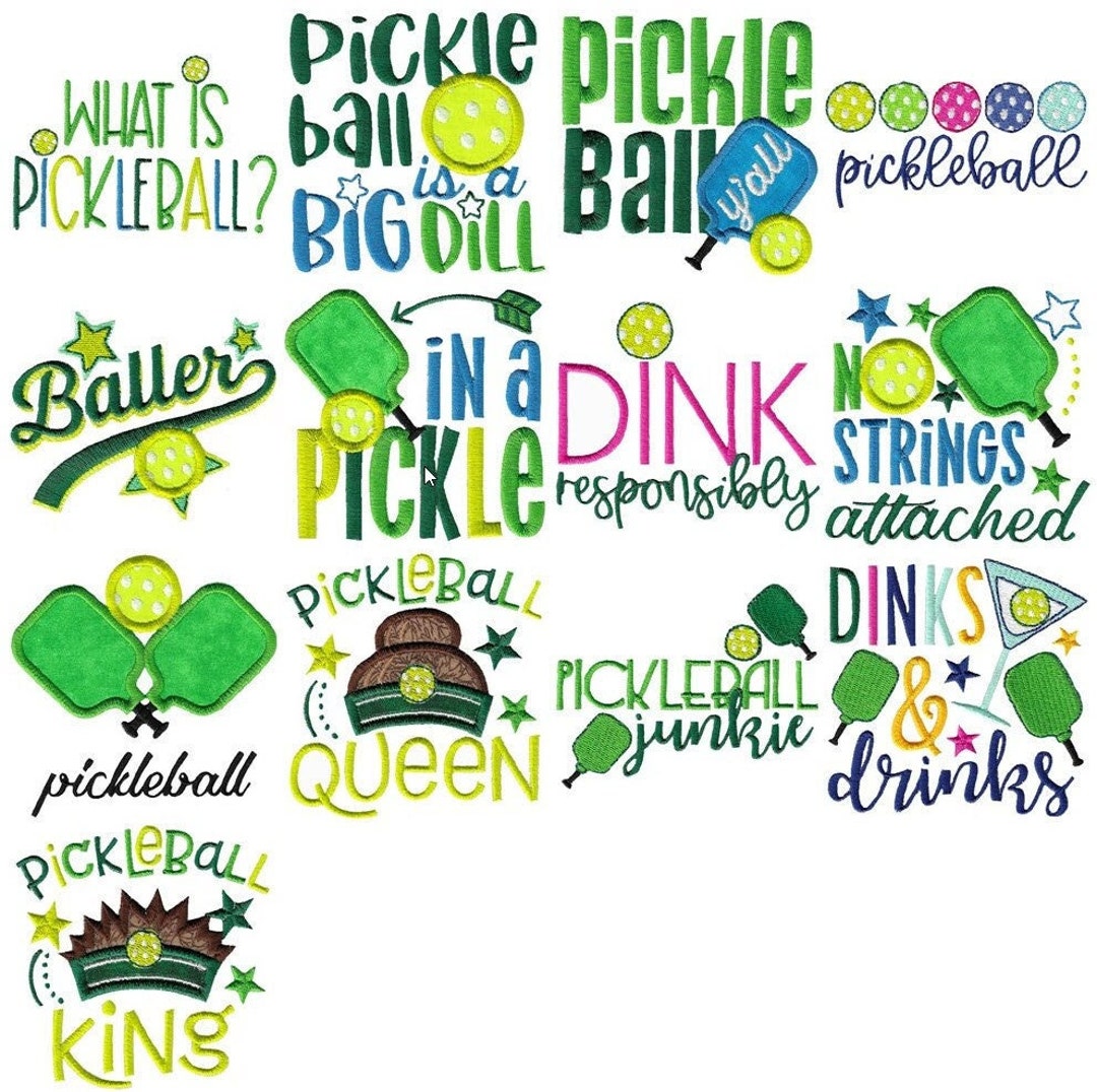 Pickleball Sayings 13 Machine Embroidery Designs Multiple Sizes ...