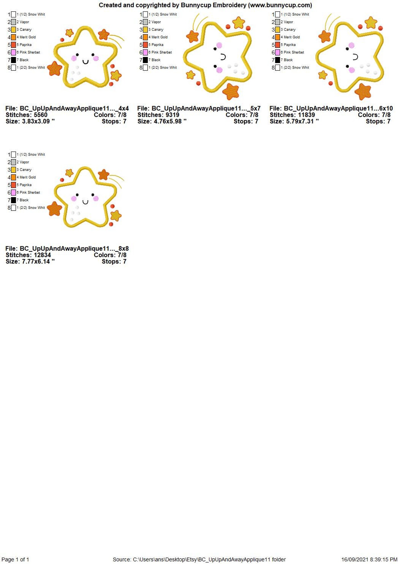 Applique Star Embroidery Design 4x4 5x7 6x10 8x8 Sizes | Etsy