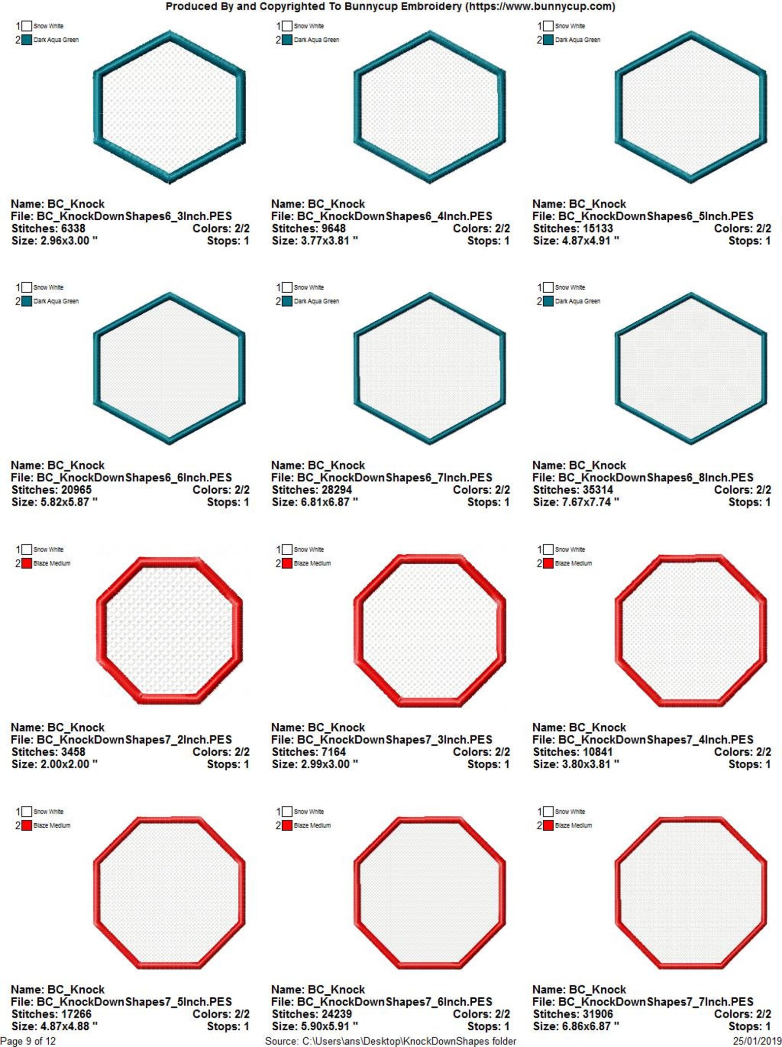 Knock Down Shapes - 18 Machine Embroidery Designs - Multiple Sizes ...