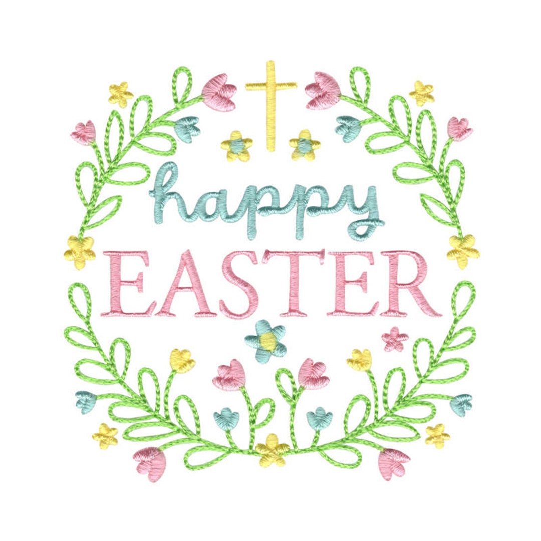 Happy Easter Embroidery Design - 4x4 5x7 6x10 8x8 Sizes Included ...