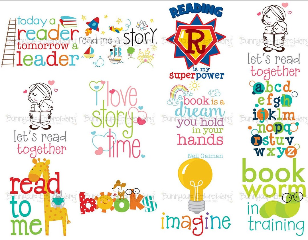 Childrens Library Sentiments SVG - 12 SVG, Clip Art, Cut and Printable ...