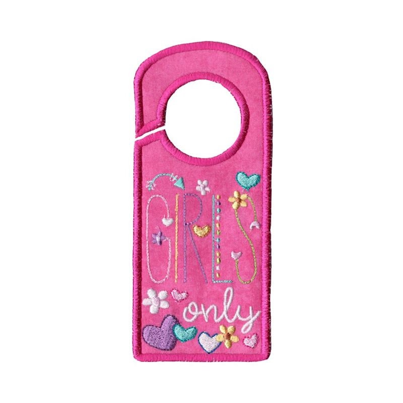 Girls Only Door Hanger In The Hoop Door Hanger Embroidery | Etsy