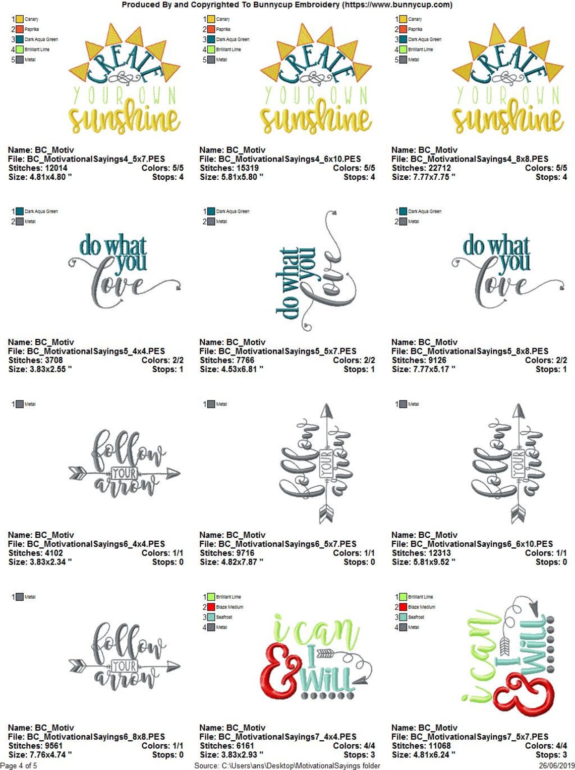 Motivational Sayings 15 Machine Embroidery Designs | Etsy