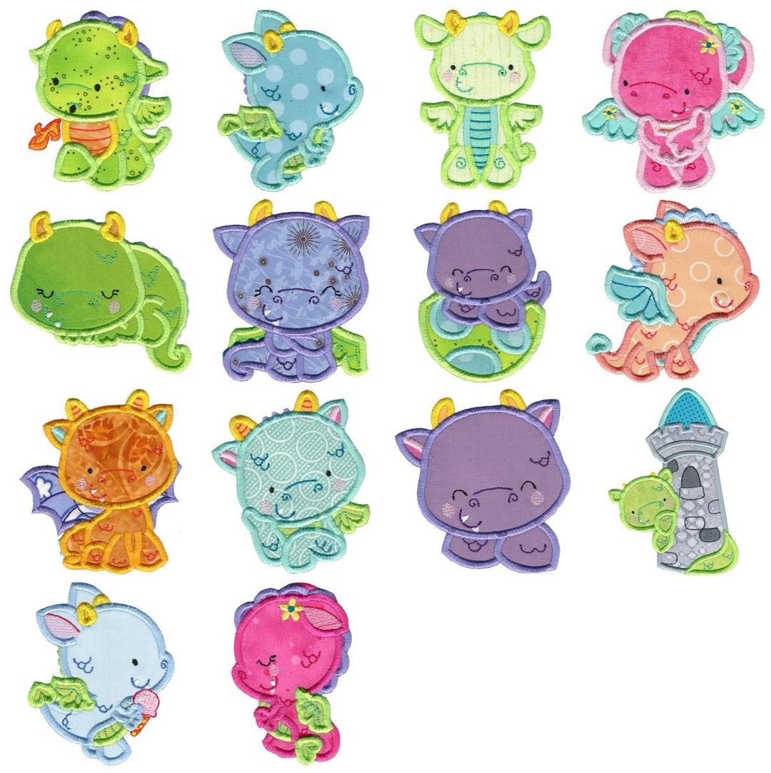 Dragons Applique 14 Machine Embroidery Designs Multiple Sizes Included ...
