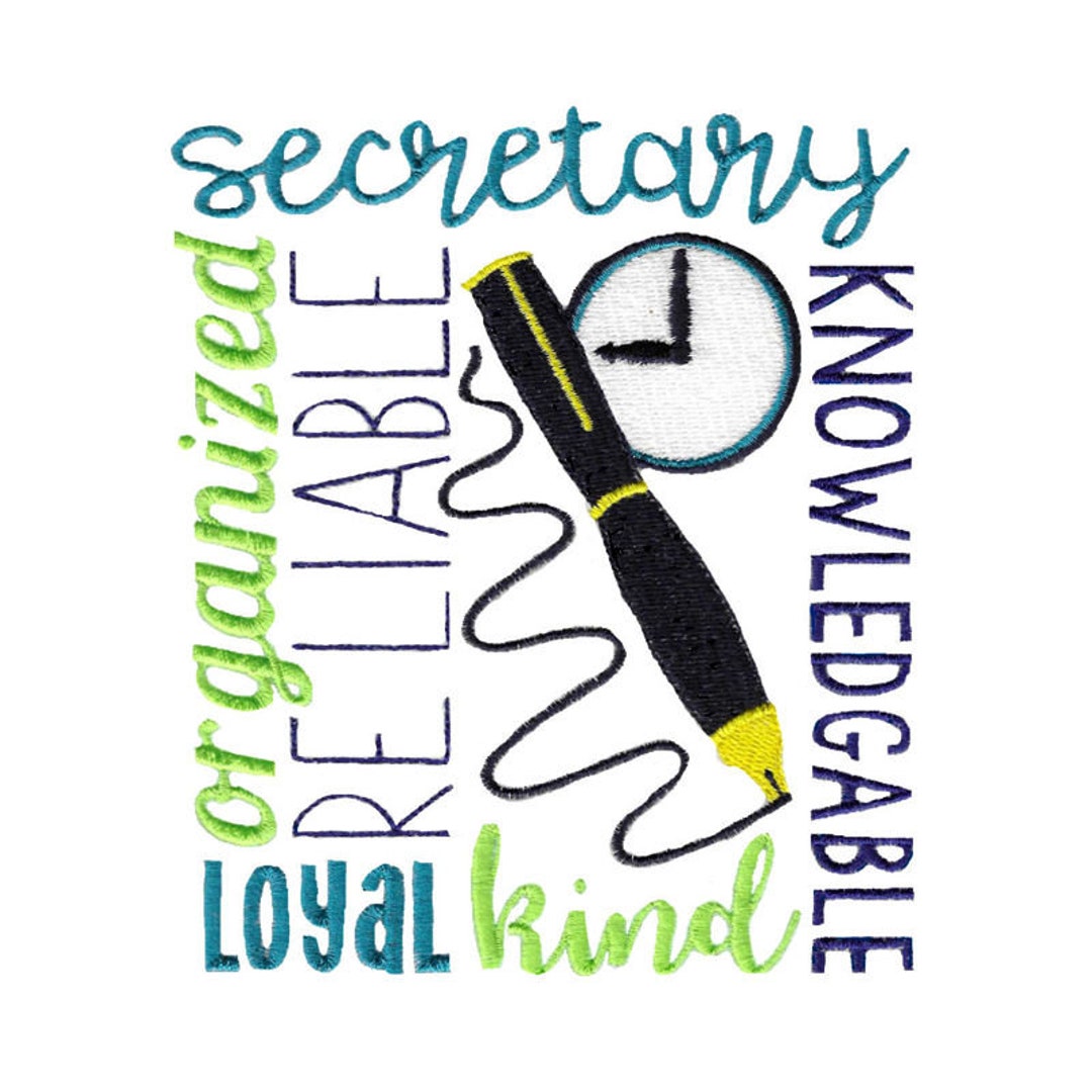 Secretary Subway Art - Machine Embroidery Design - 5x7 6x10 8x8 Sizes ...