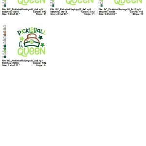 Pickleball Queen Embroidery Design - 4x4 5x7 6x10 8x8 Sizes Included ...