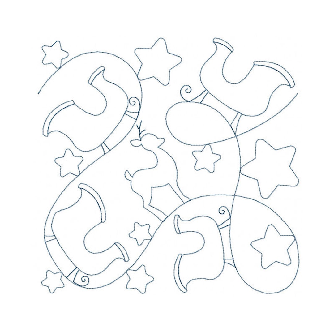 Santa's Sleigh Quilt Block - Digital Pantograph for Long Arm Quilting ...