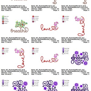 Illustrated Words - 12 Machine Embroidery Designs - Multiple Sizes ...