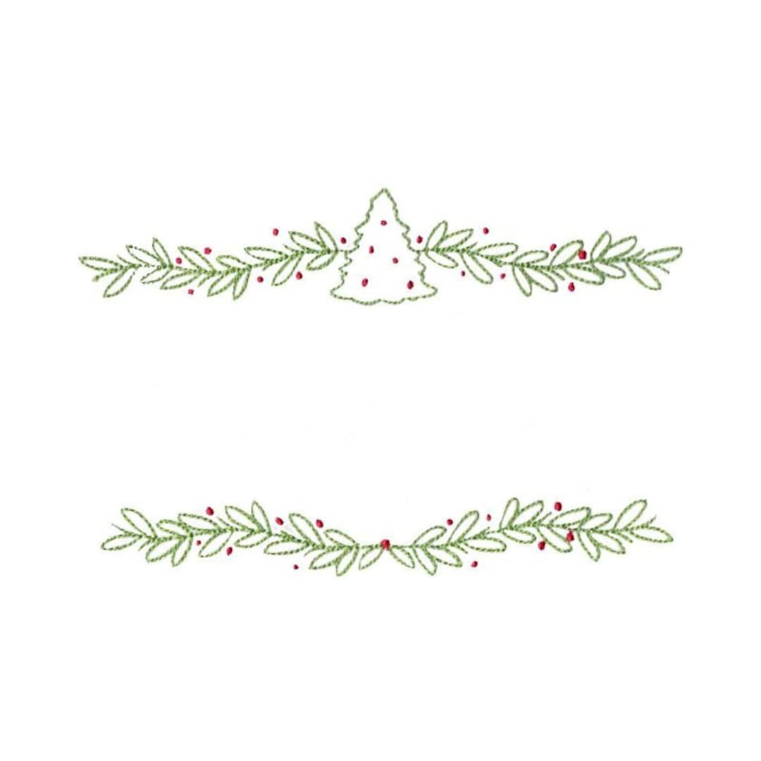 Farmhouse Christmas Border - Filled Stitch Machine Embroidery Design ...