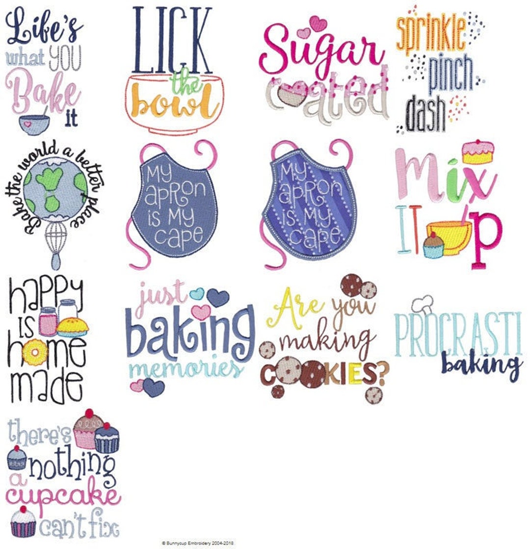 Baking Sentiments - 13 Machine Embroidery Designs 4x4 5x7 6x10 - Etsy