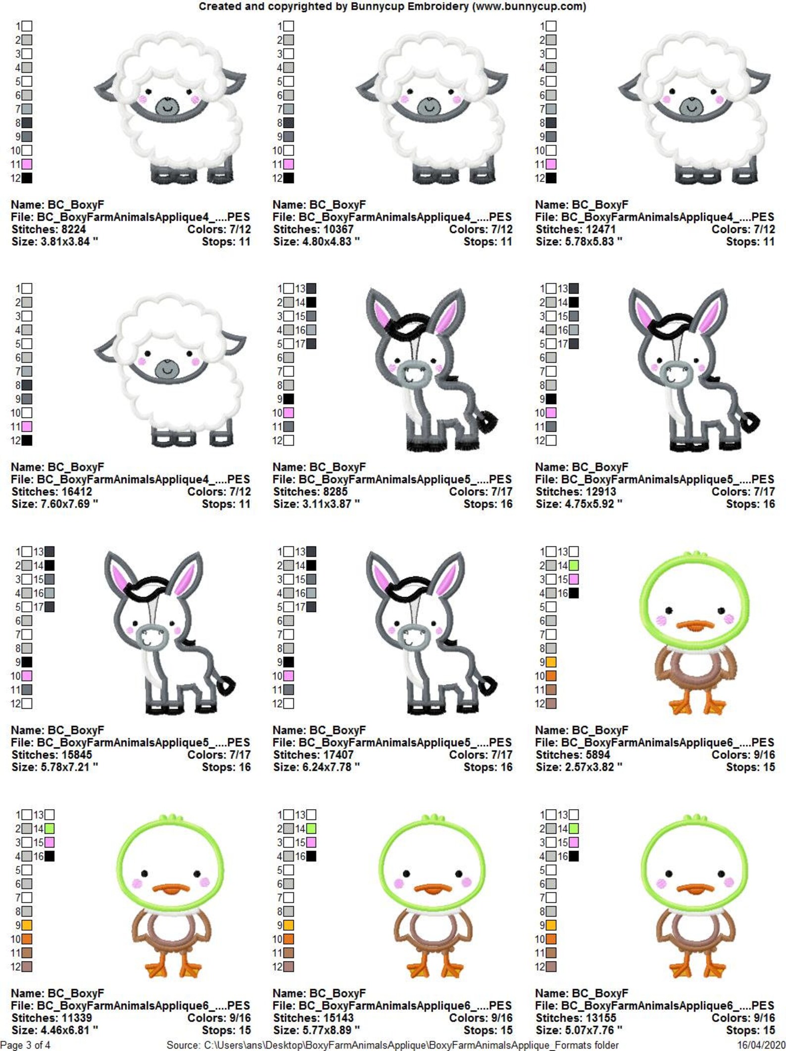 Boxy Farm Animals Applique 12 Machine Embroidery Designs | Etsy