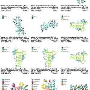Illustrated Words Too - 12 Machine Embroidery Designs - Multiple Sizes ...
