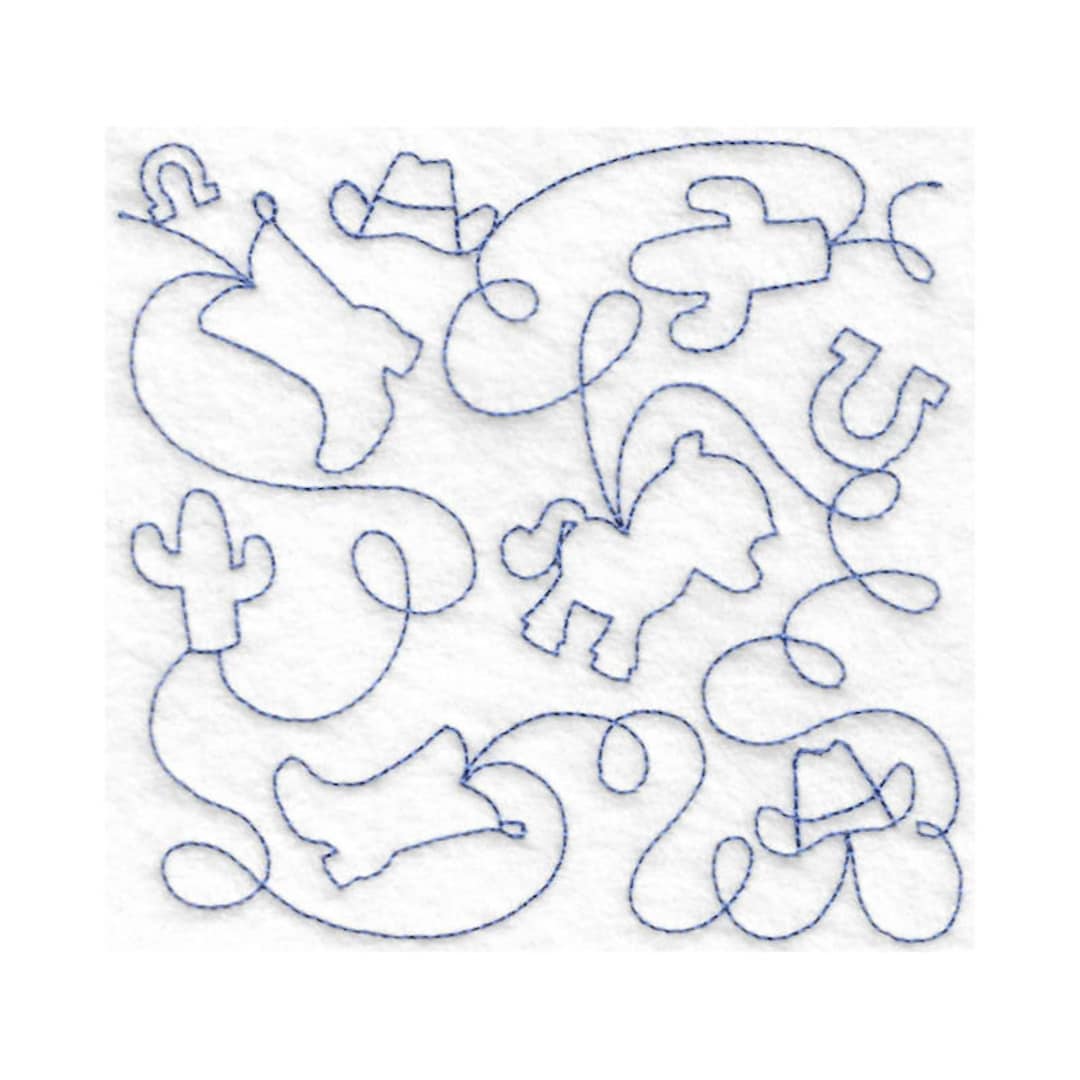 Cowboy Quilt Block Embroidery Design - Multiple Sizes Included - E2E ...