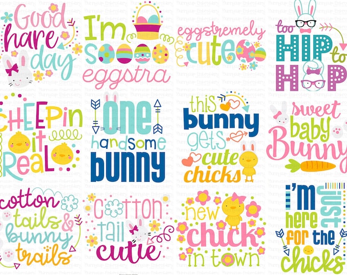 Easter Sentiments Five Bundle Easter SVG Clipart and SVG - Etsy