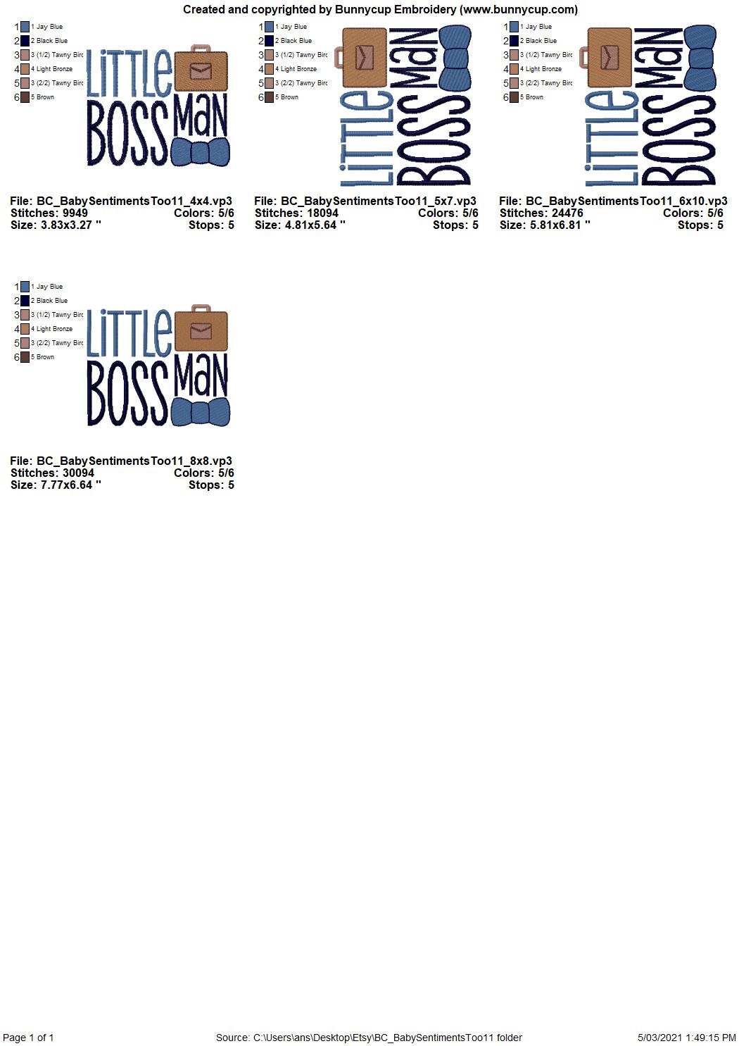 Little Boss Man - Machine Embroidery Design - 4x4 5x7 6x10 8x8 Sizes ...