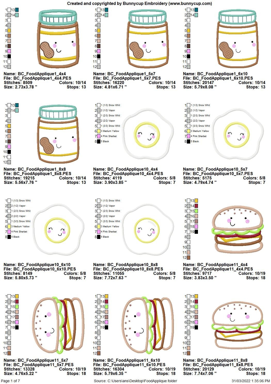 Applique Food 19 Machine Embroidery Designs 4x4 5x7 6x10 - Etsy