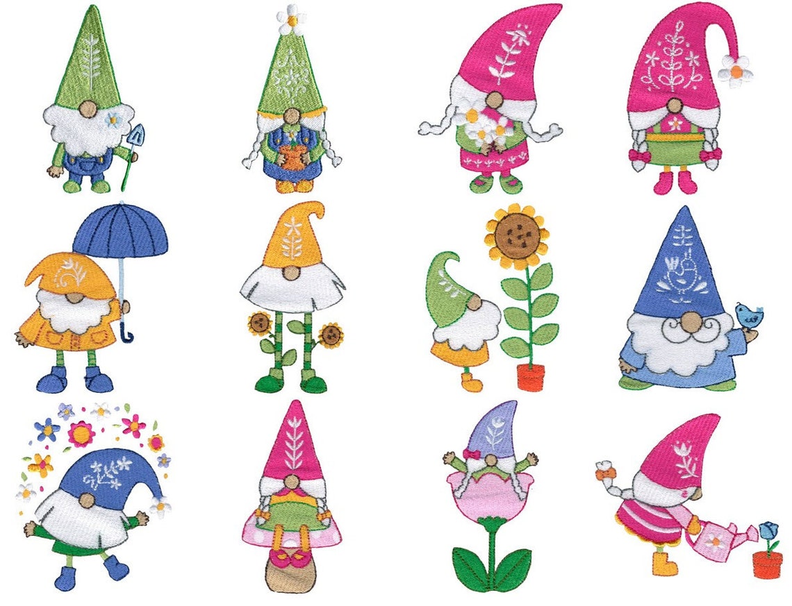 Spring Gnomes 12 Machine Embroidery Designs 4x4 & 5x7 | Etsy