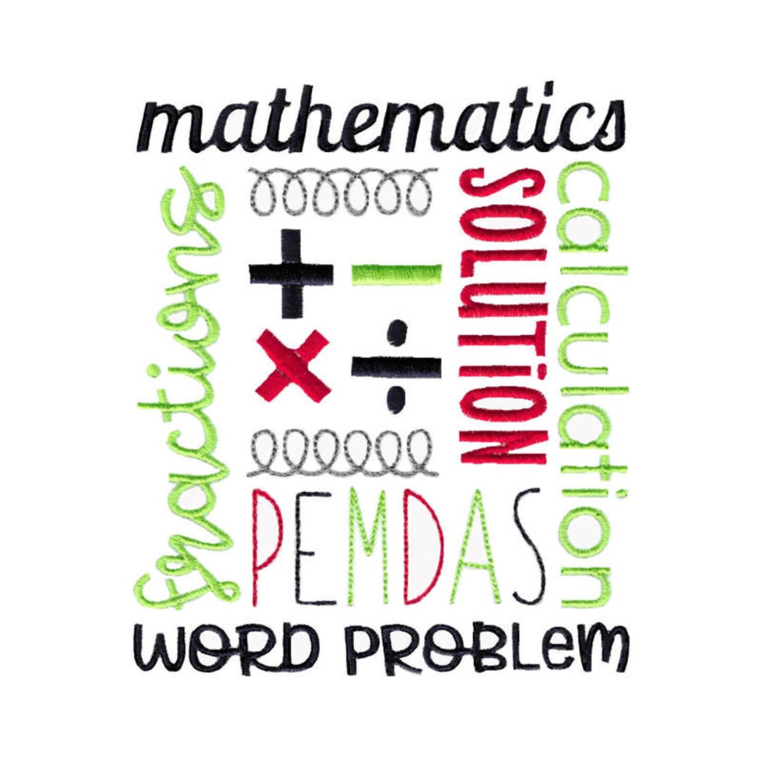 Mathematics Subway Art - Machine Embroidery Design - 5x7 6x10 8x8 Sizes ...